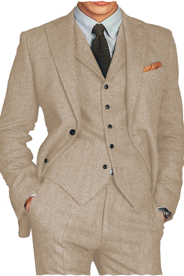 3 Piece Notch Lapel Men Suit（Blazer+Vest+Pants） | Aesido