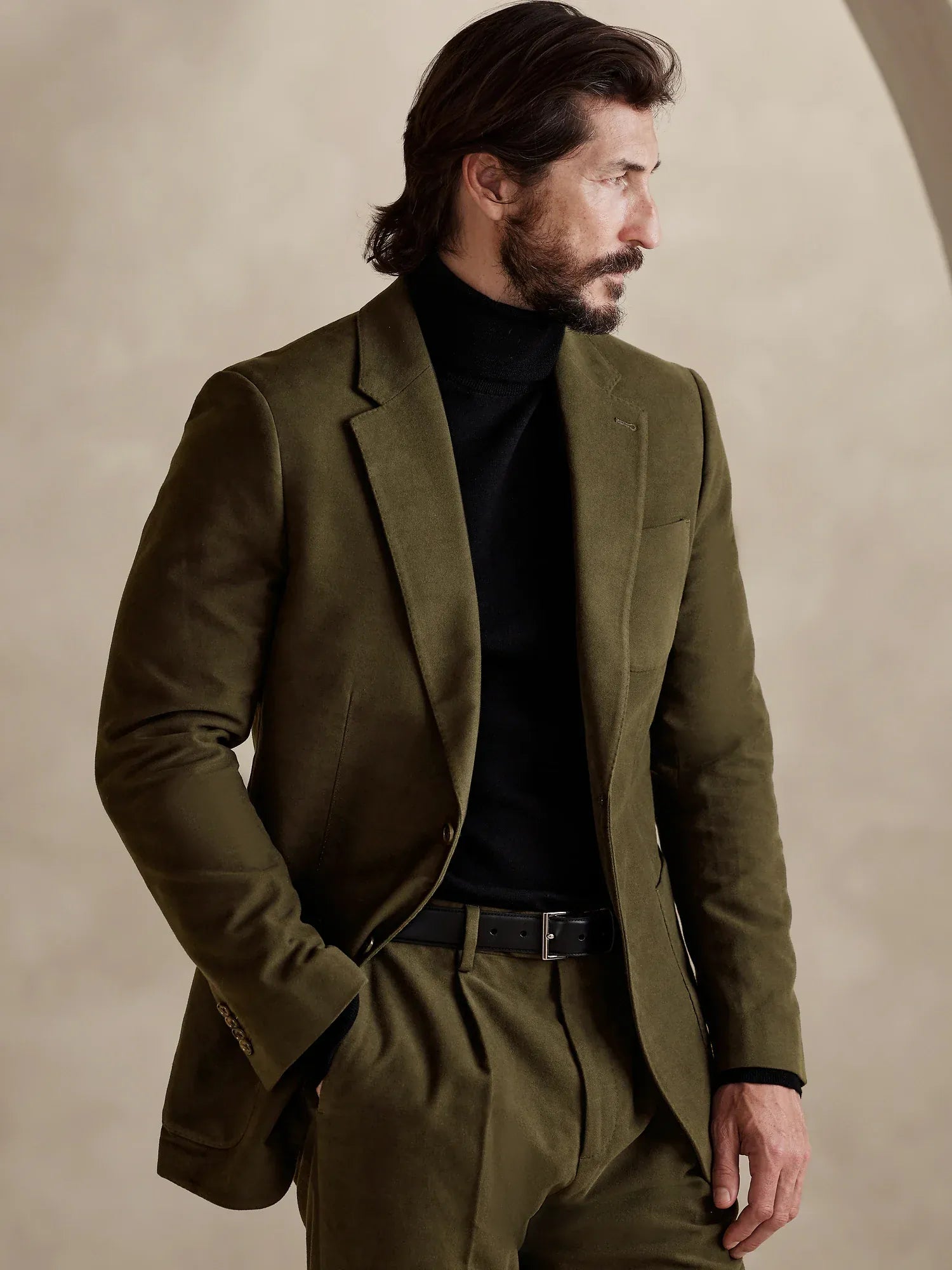 Aesido Men’s Suede Two-Piece Suit Set – Blazer & Pants