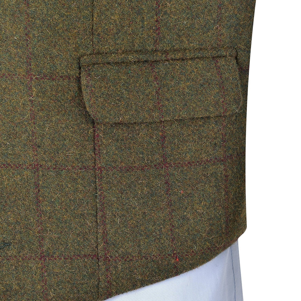 Army Green Formal Plaid Notch Lapel Waistcoat Slim Fit Suit Vest | Aesido