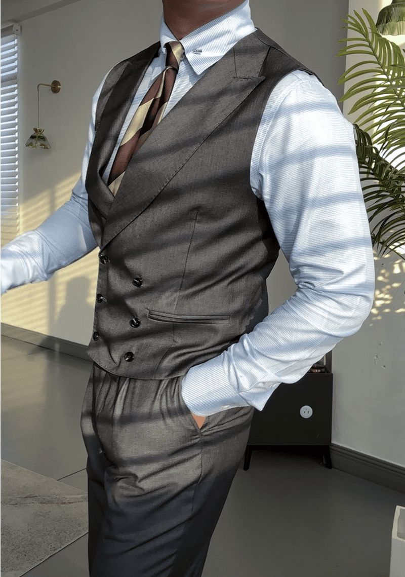 Grey Business Casual Slim Fit Men's Vest