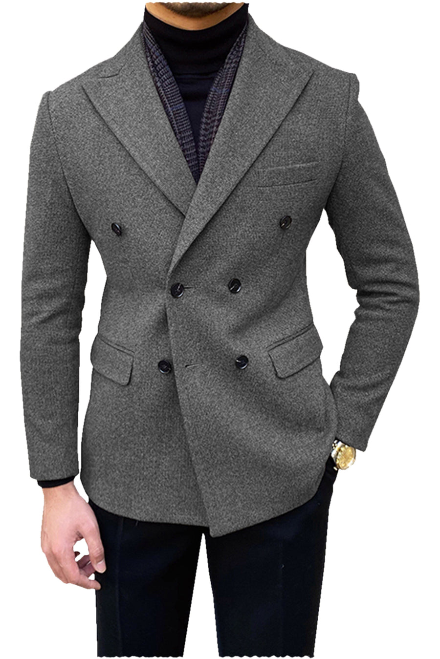 Men's Double Breasted Peak Lapel Blazer | Aesido