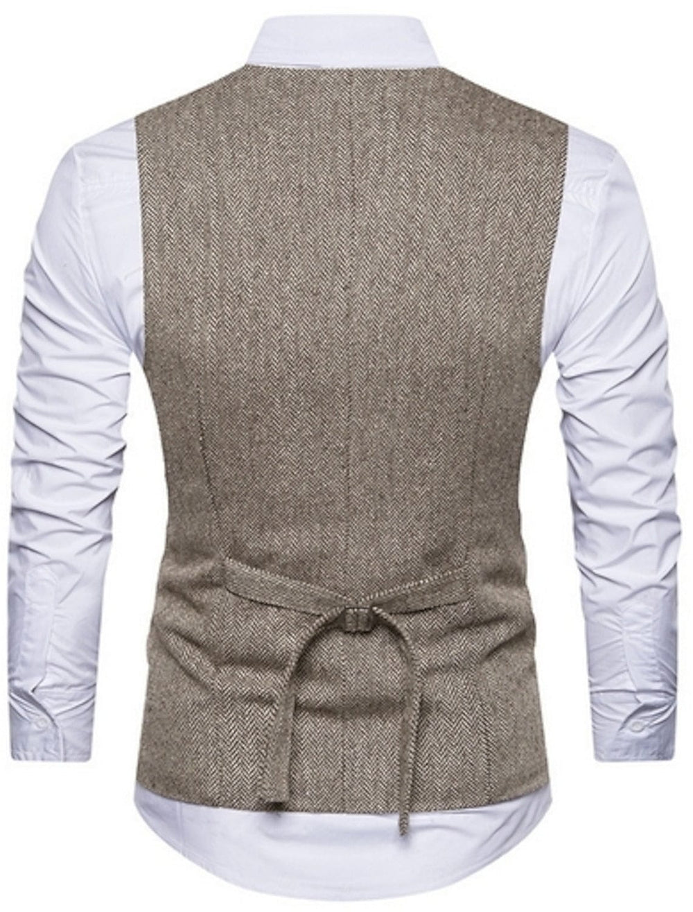 Men's Solid Color Vest Double Breasted V Neck Business Casual Tweed Wa