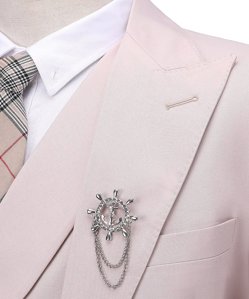 Pink Flat Peak Lapel 3 Pieces Mens Suit For Wedding (Blazer+vest+Pants ...